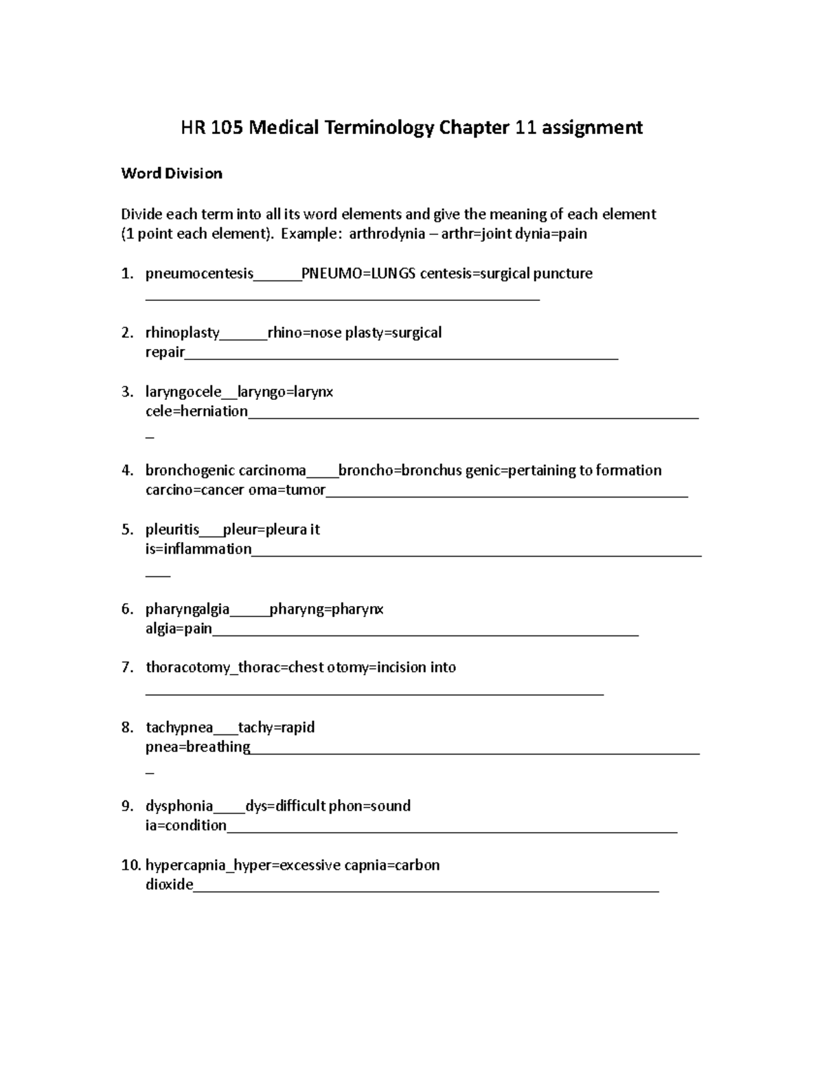 Chapter 11 Acc C Medical Terminology Practice Anatomy And