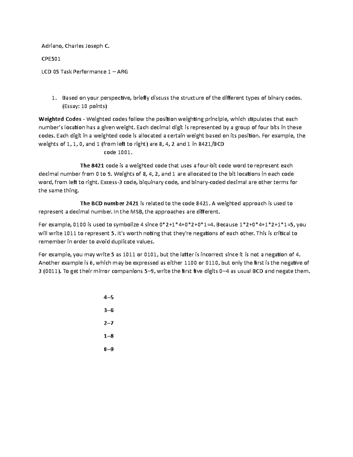 LCD 05 Task Performance 1 - ARG - Adriano, Charles Joseph C. CPE501 LCD ...