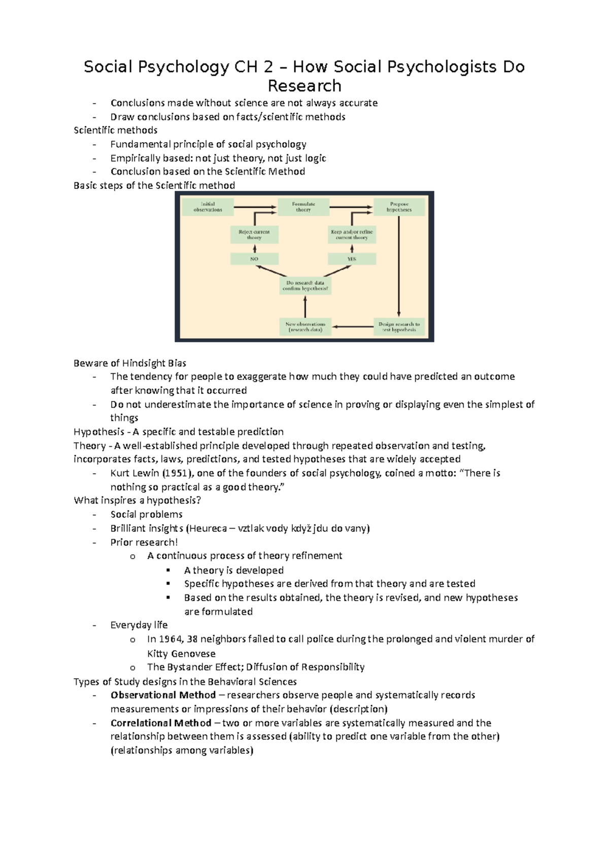 Social Psychology CH 2 - lecture notes chapter 2 - Social Psychology CH ...