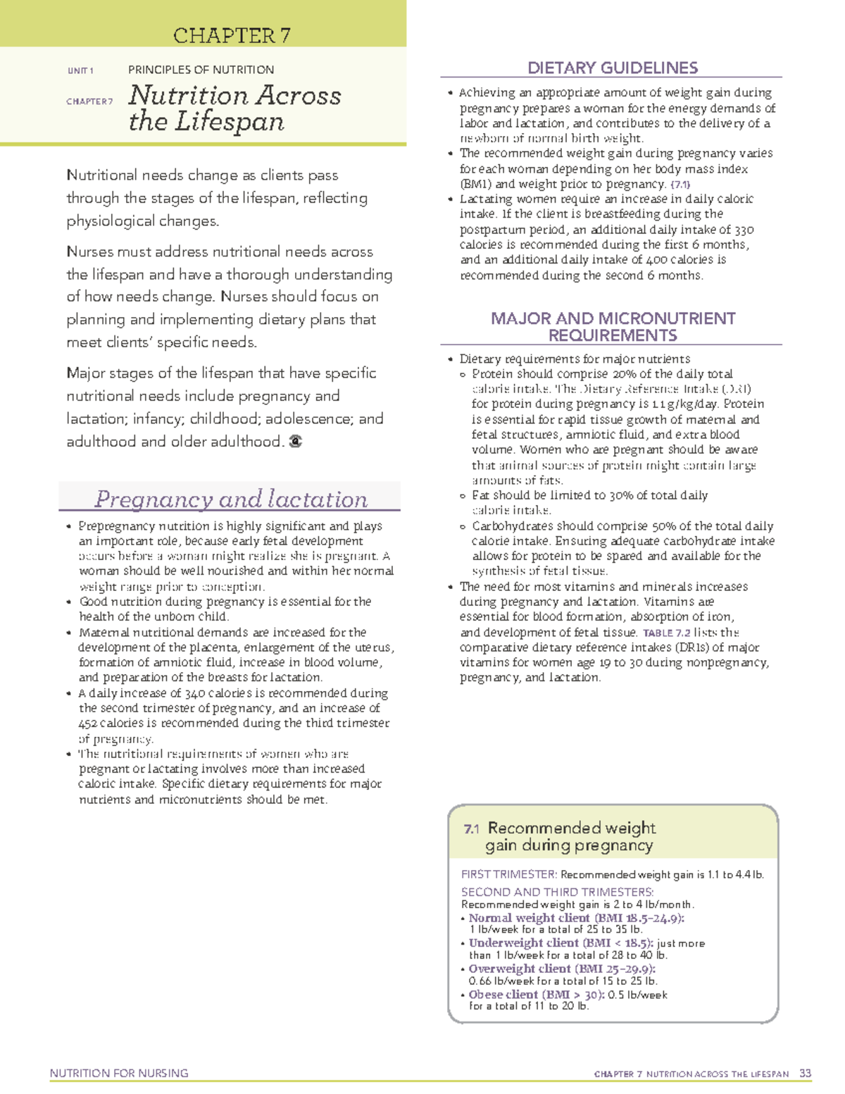 Focused Review - Save - NUTRITION FOR NURSING CHAPTER 7 NutritioN ...
