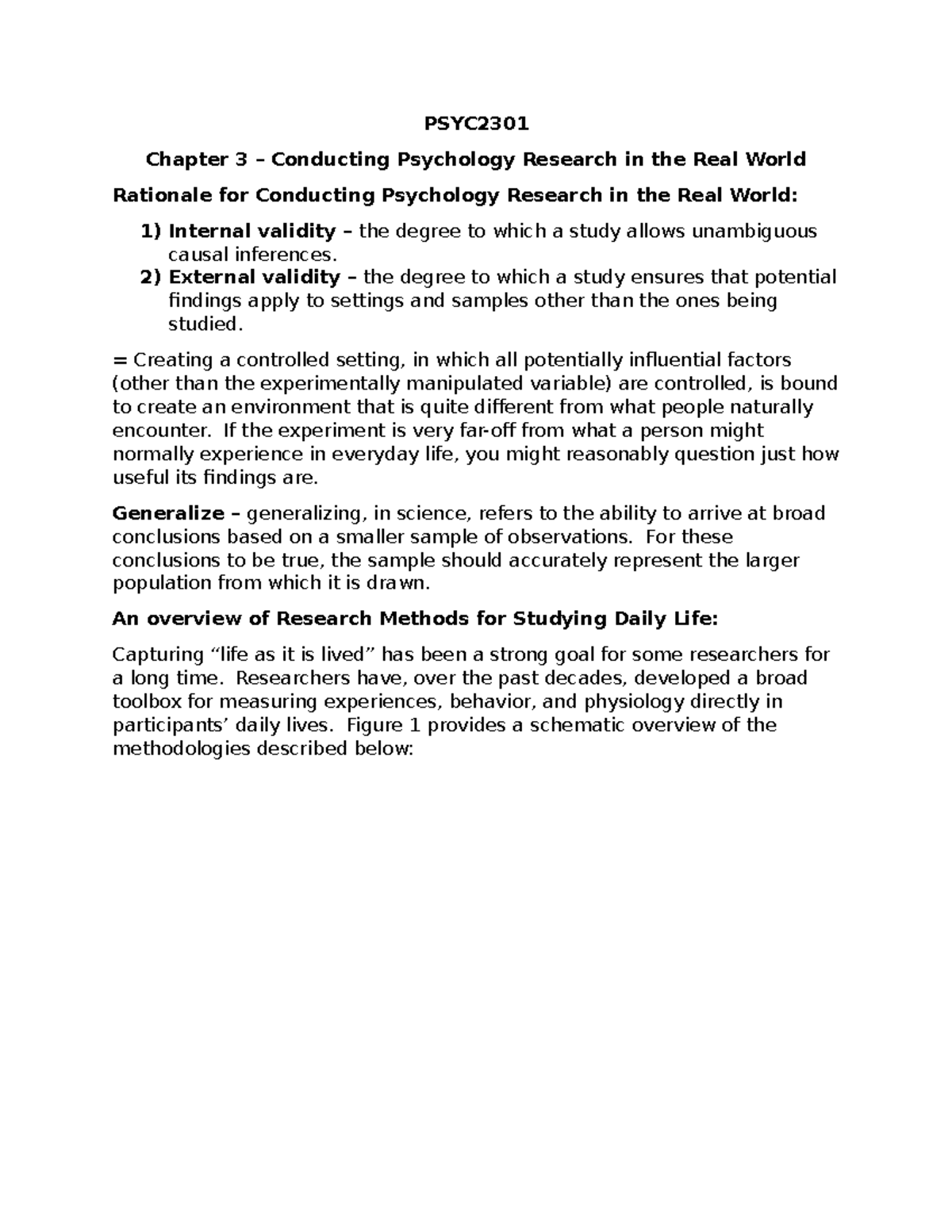 PSY2301 Chapter 3 Notes - PSYC Chapter 3 – Conducting Psychology ...