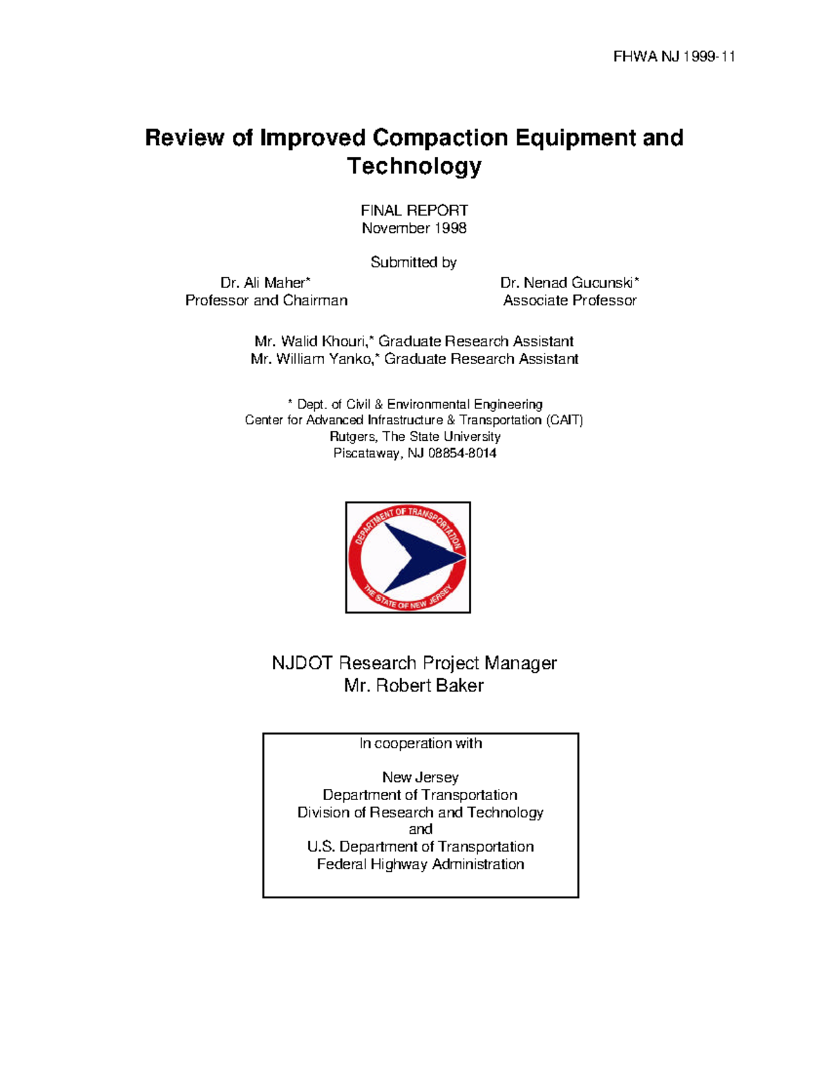 FHWA NJ 1999 011 - sdssd - Review of Improved Compaction Equipment and ...