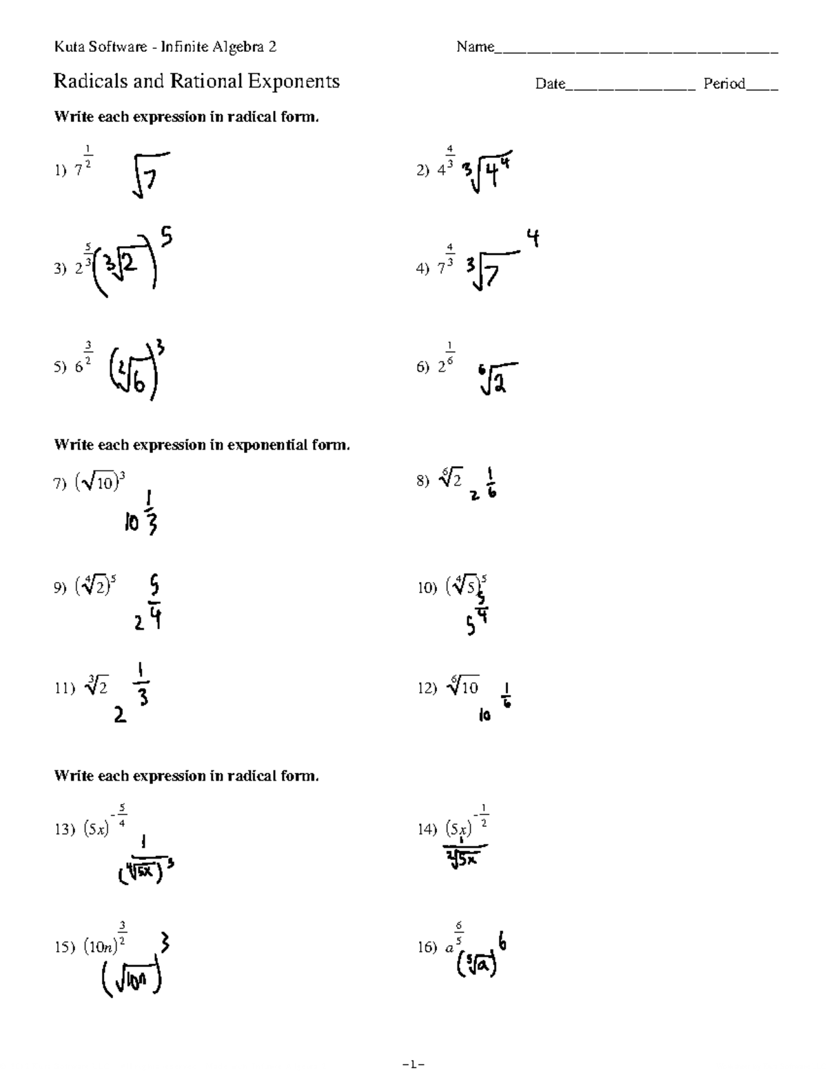 Radicals and Rational Exponents - © a X 2 T 0 I 1 q 2 a pKhu R t a a 0 ...