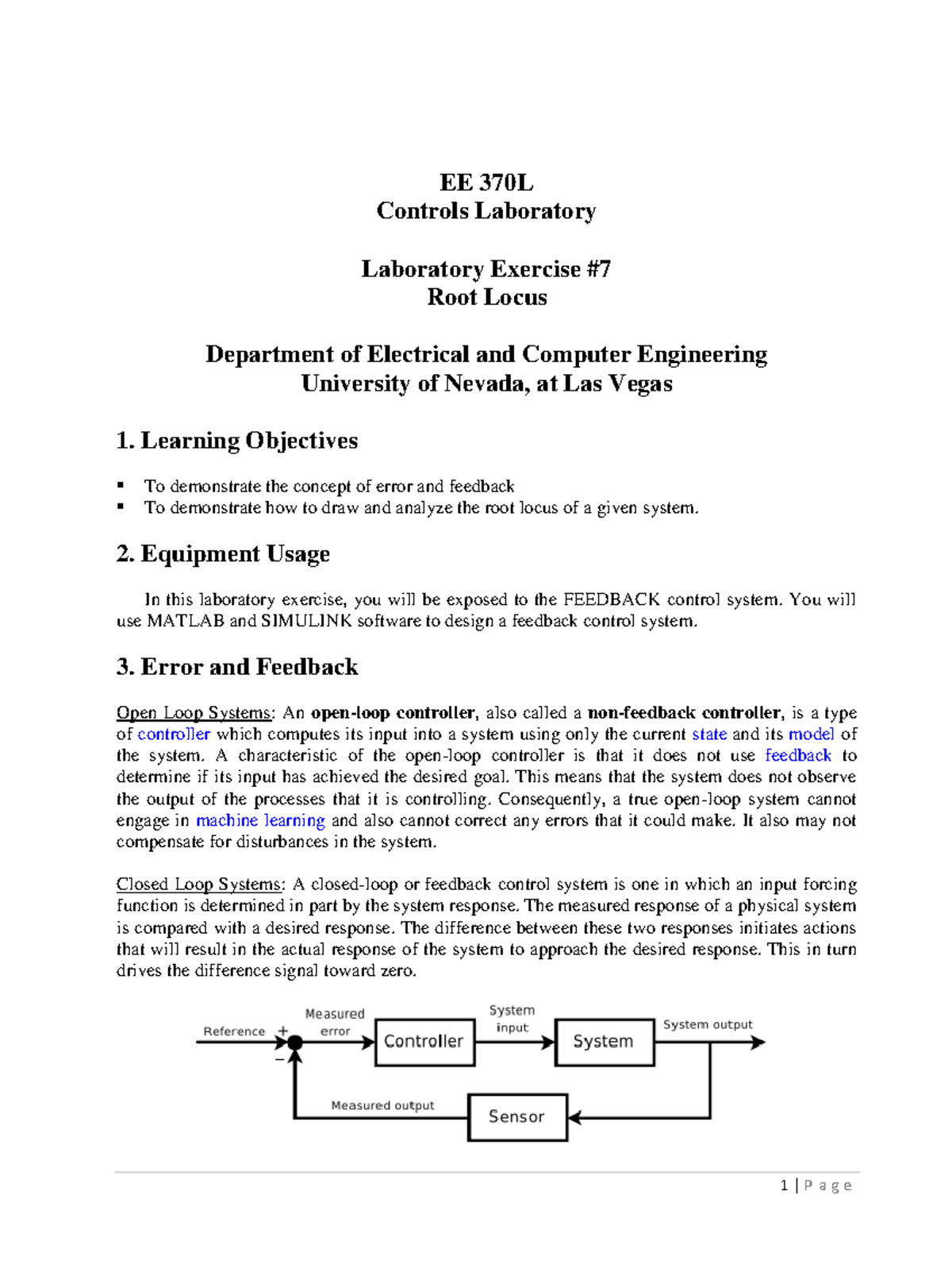 Ee370L 07 experiment 7 - EE 370L Controls Laboratory Laboratory ...
