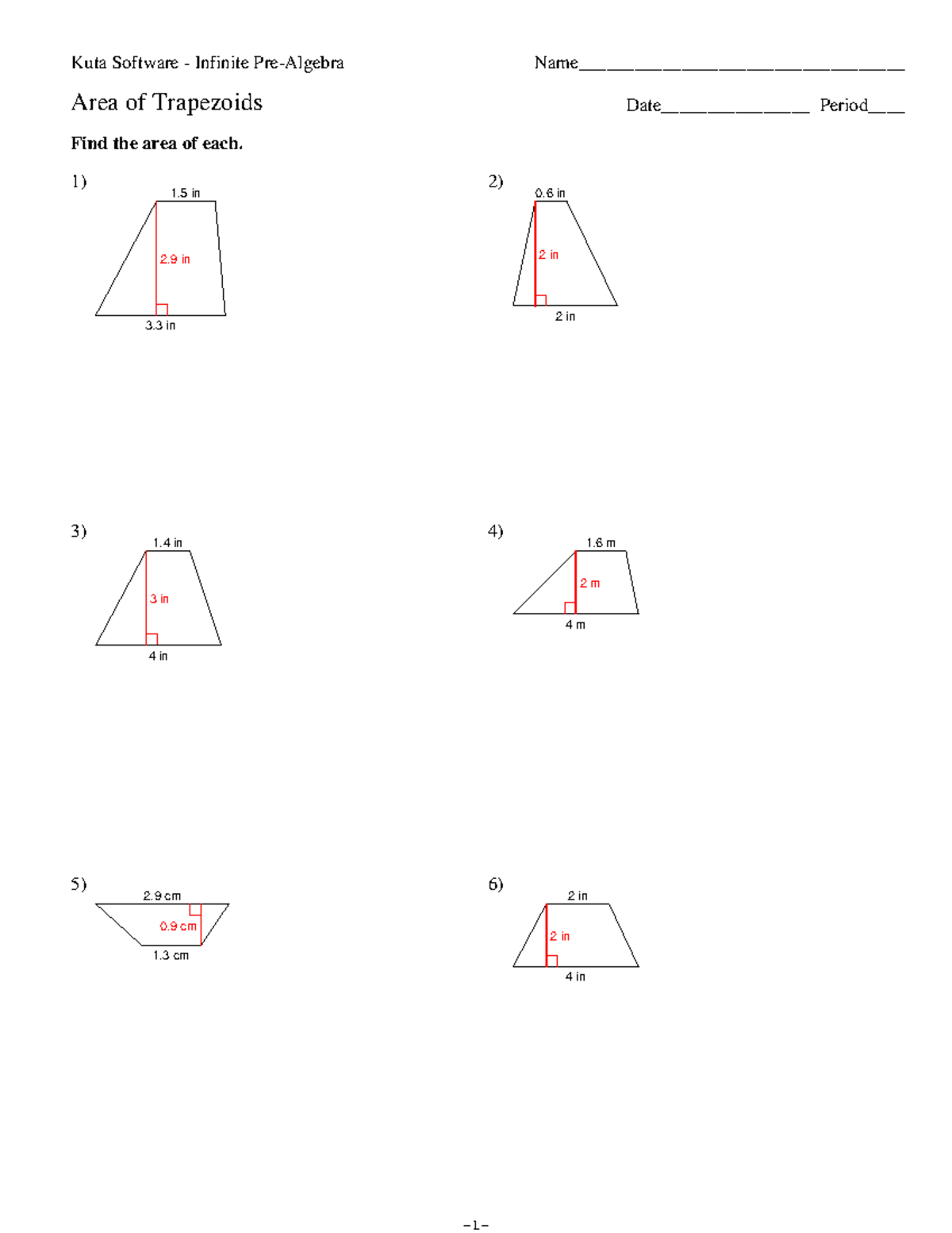 Area of Trapezoids - Parallelograms - ©H X 2 n 031 H 2 j nK 8 uC tIaB ...