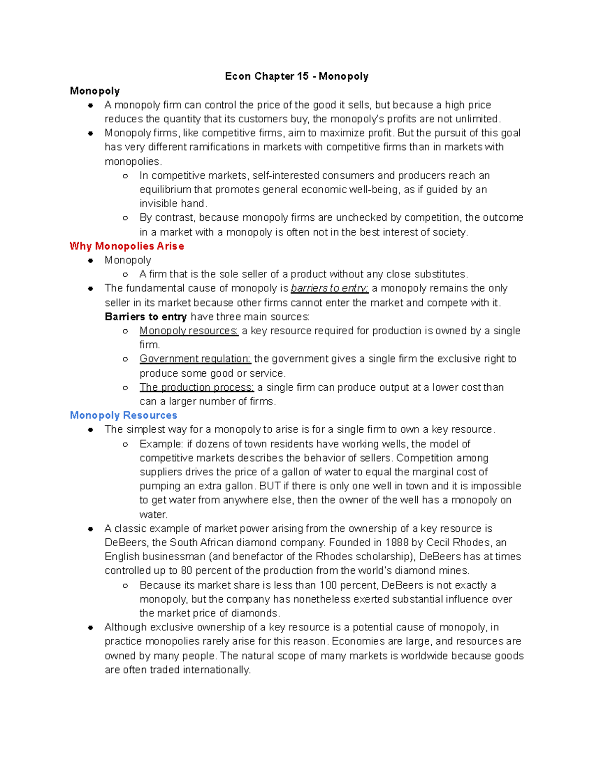 Econ Chapter 15 - The instructor for this course was George Langelett ...
