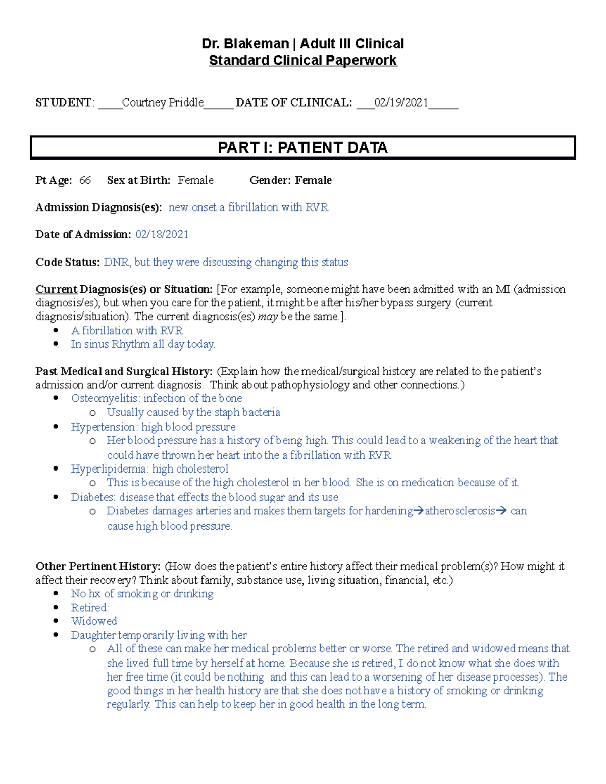 Clinical Paperwork 2 - meds and explanations - Dr. Blakeman | Adult III ...