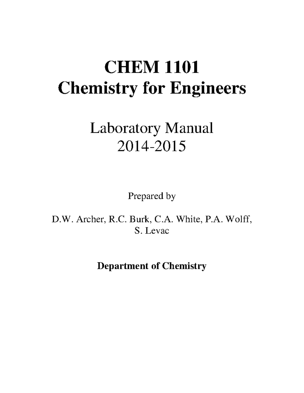 Chem1101 lab manual 2014-2015 - CHEM 1101 Chemistry for Engineers ...