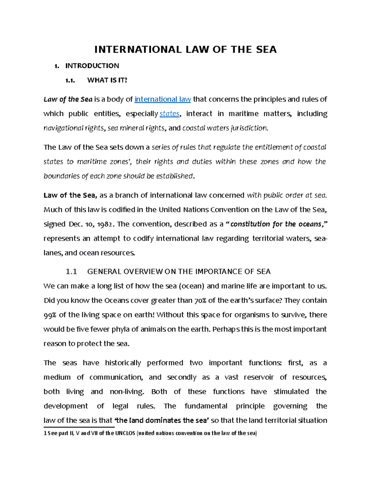 Law of the sea - sxscASc - INTERNATIONAL LAW OF THE SEA 1. INTRODUCTION ...