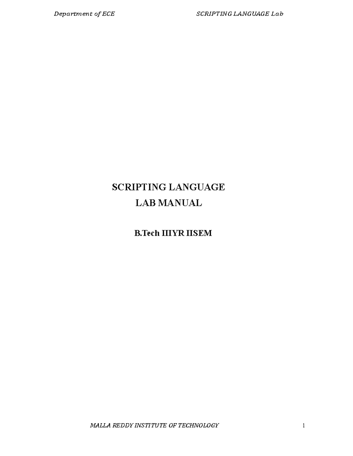 Jntu Sl Lab Manual🤣 Scripting Language Lab Manual B Iiiyr Iisem Department Of Ece Scripting 7073
