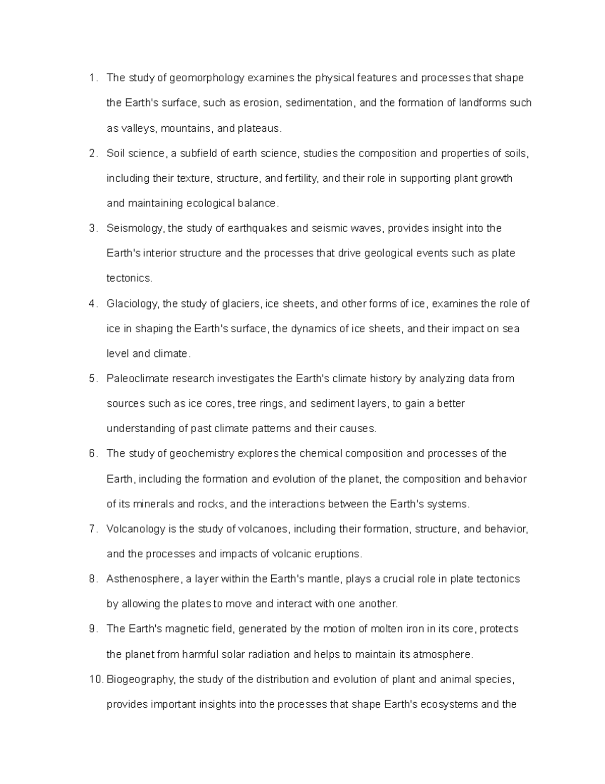 Earth Science Notes 2 - The study of geomorphology examines the ...
