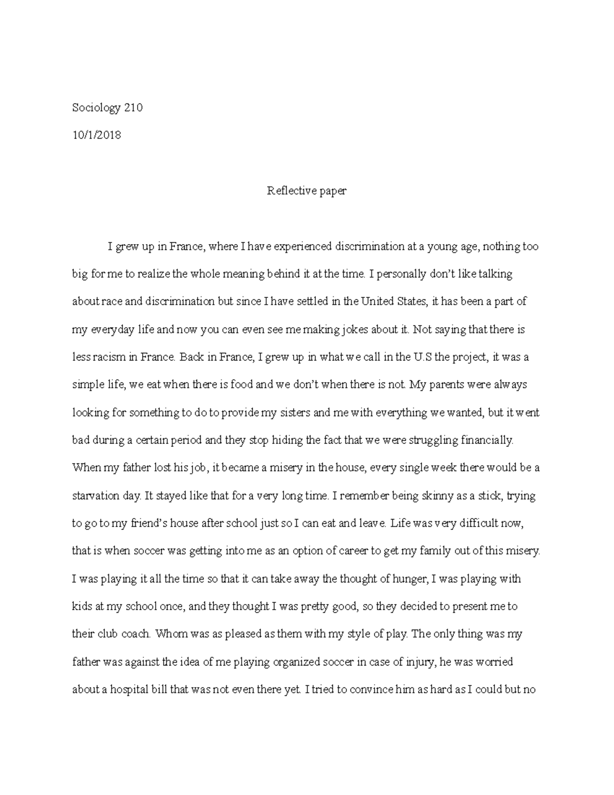 Reflective paper - Reflection and self-evaluation of psychology ...