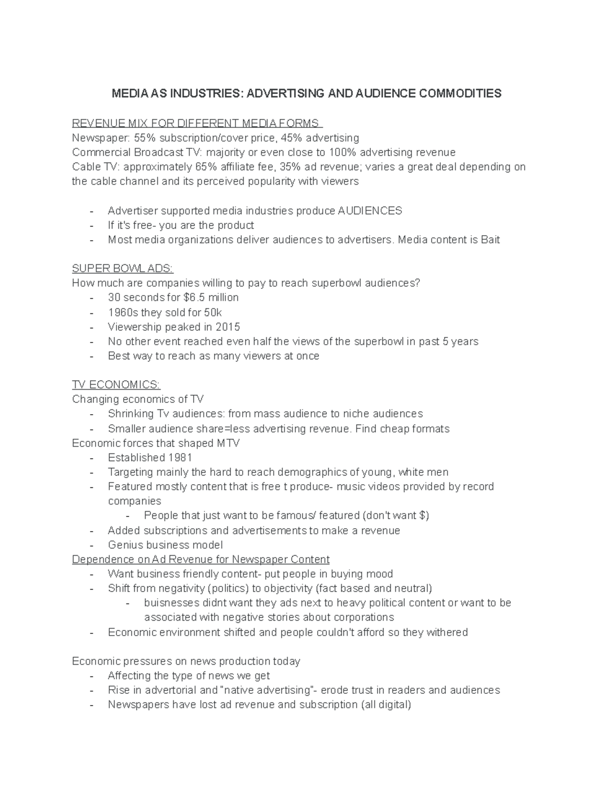 Unit 1 Lesson 4: Media as Industries- Advertising and Audience ...