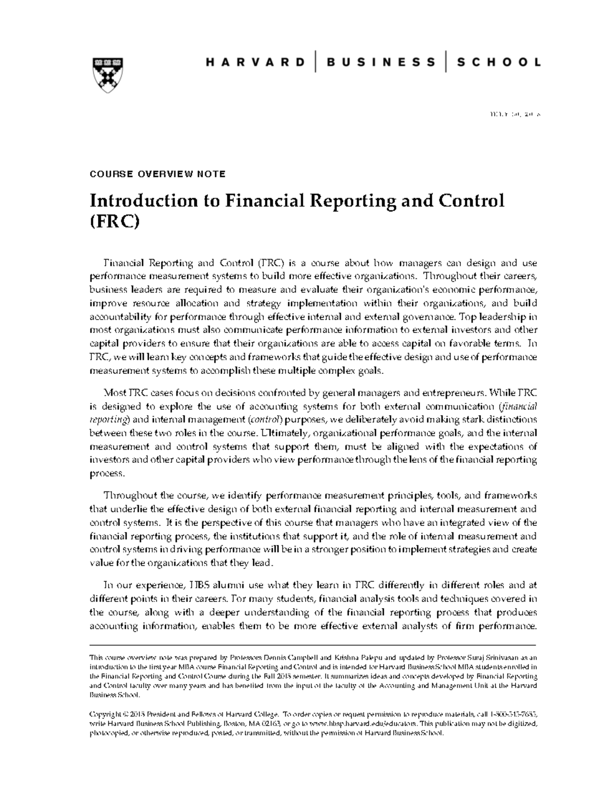 Financial Reporting and Control - It summarizes ideas and concepts ...
