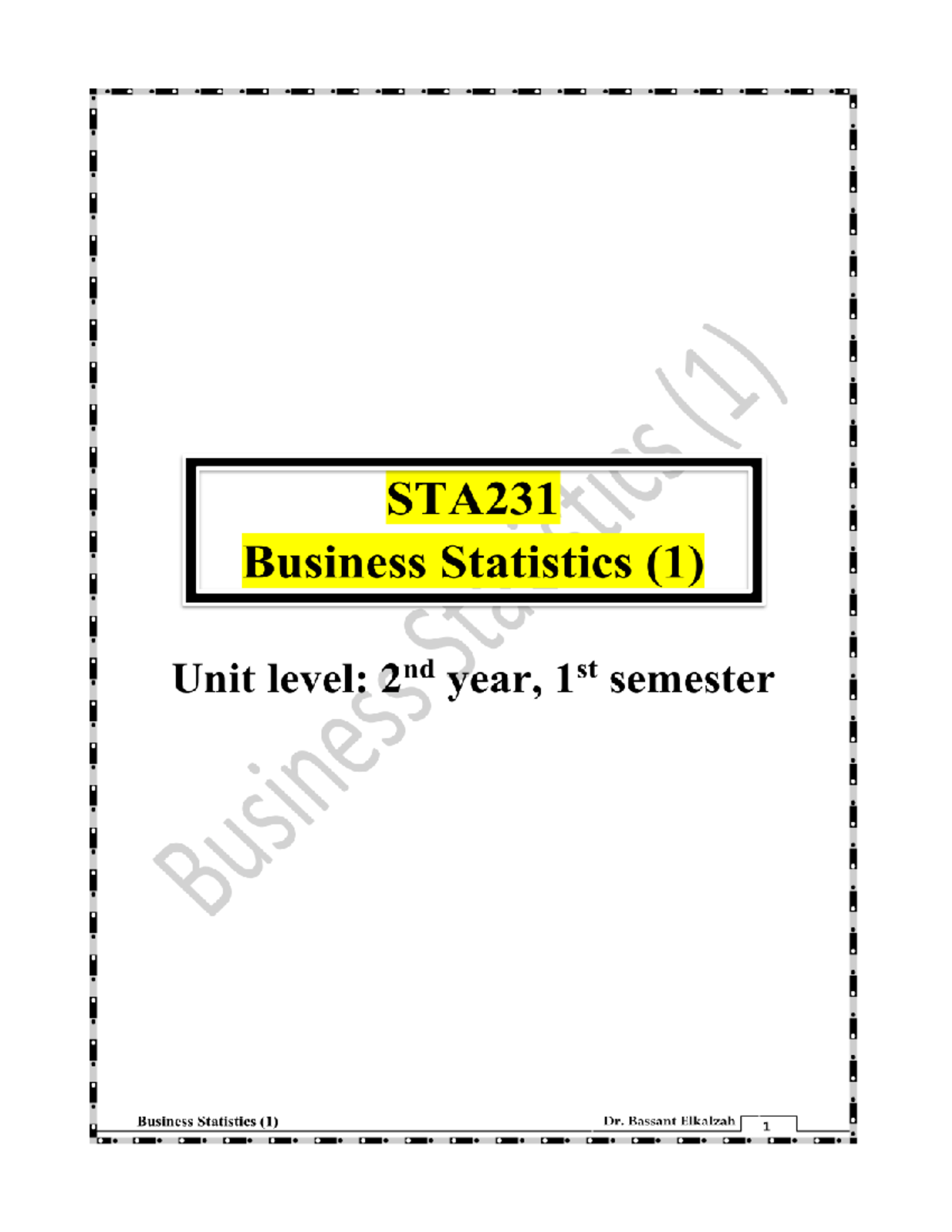 Lec 01 - STA231 - Business Stat (1) - Introduction to Statistics ...
