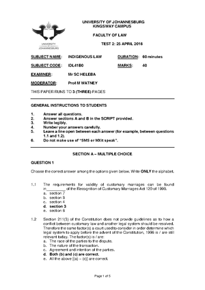 Tutorial 2 Memorandum - tut - QUESTION 1 We are in the FIRST parental, division occurs according ...