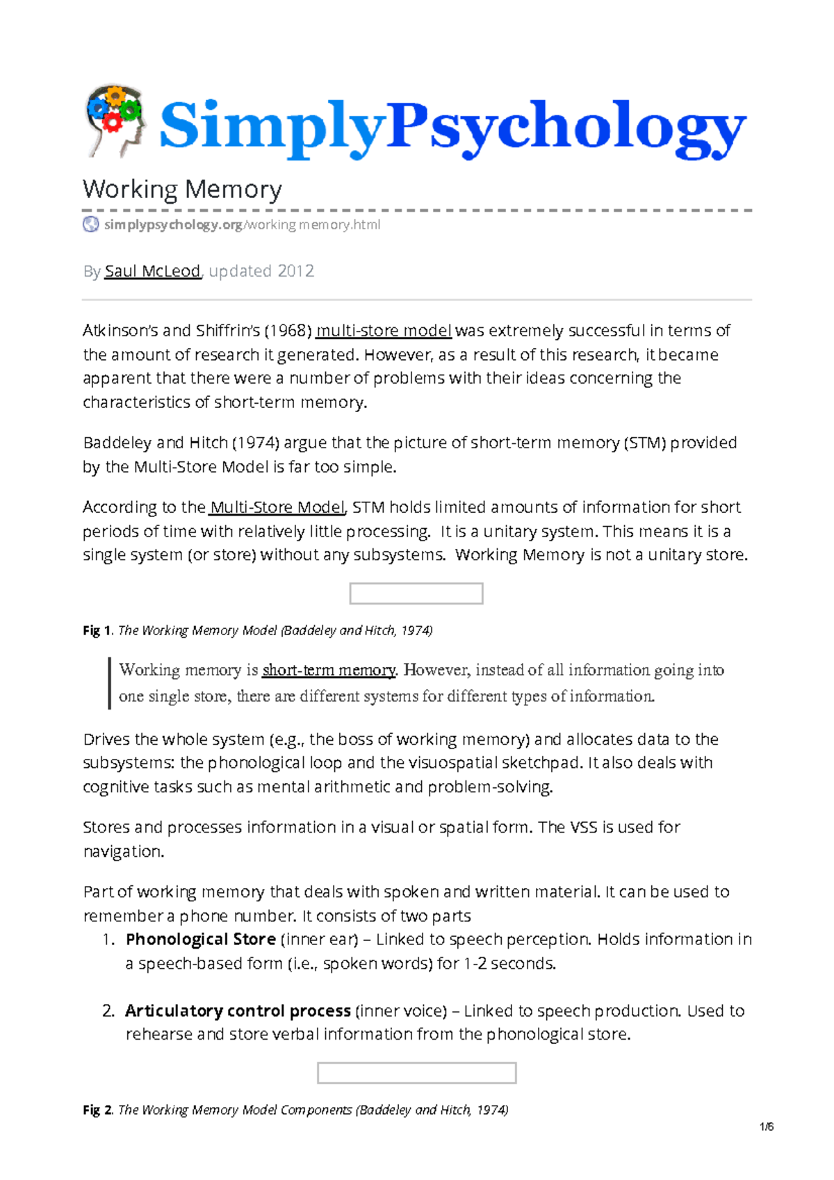 Working memory - Working Memory simplypsychology/working memory By Saul ...