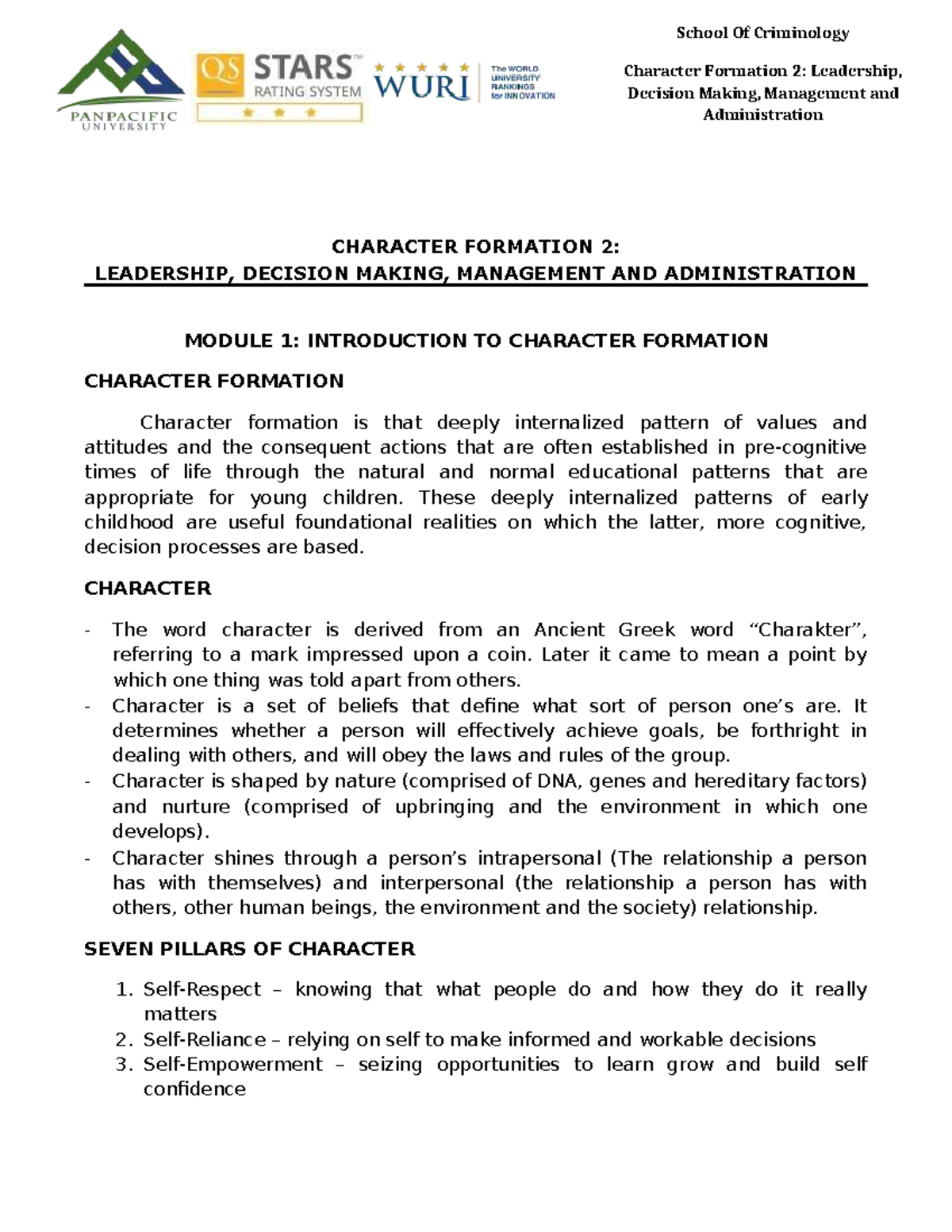 CFLM 2 Complete Modules - Character Formation 2: Leadership, Decision ...