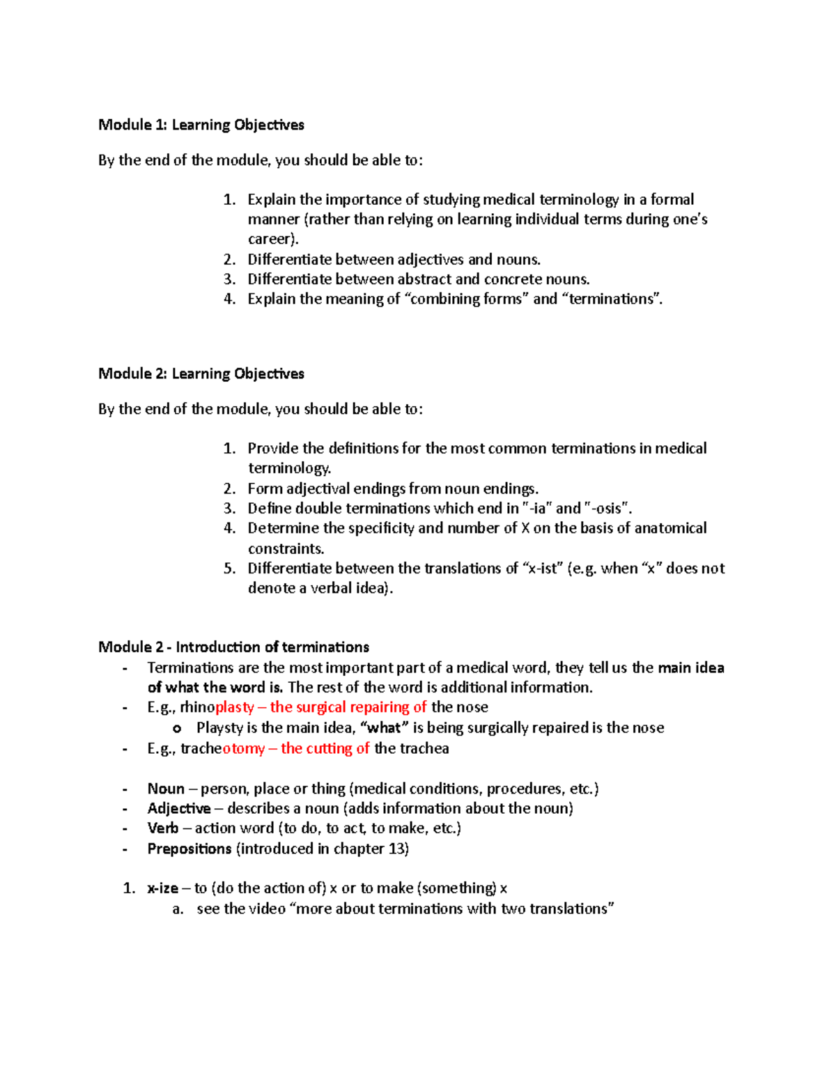 CLAS 103 - notes - Module 1: Learning Objectives By the end of the ...