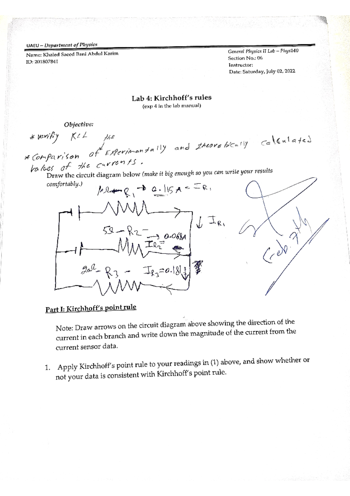 Kcl Experiment - very important - General Physics Lab II - Studocu