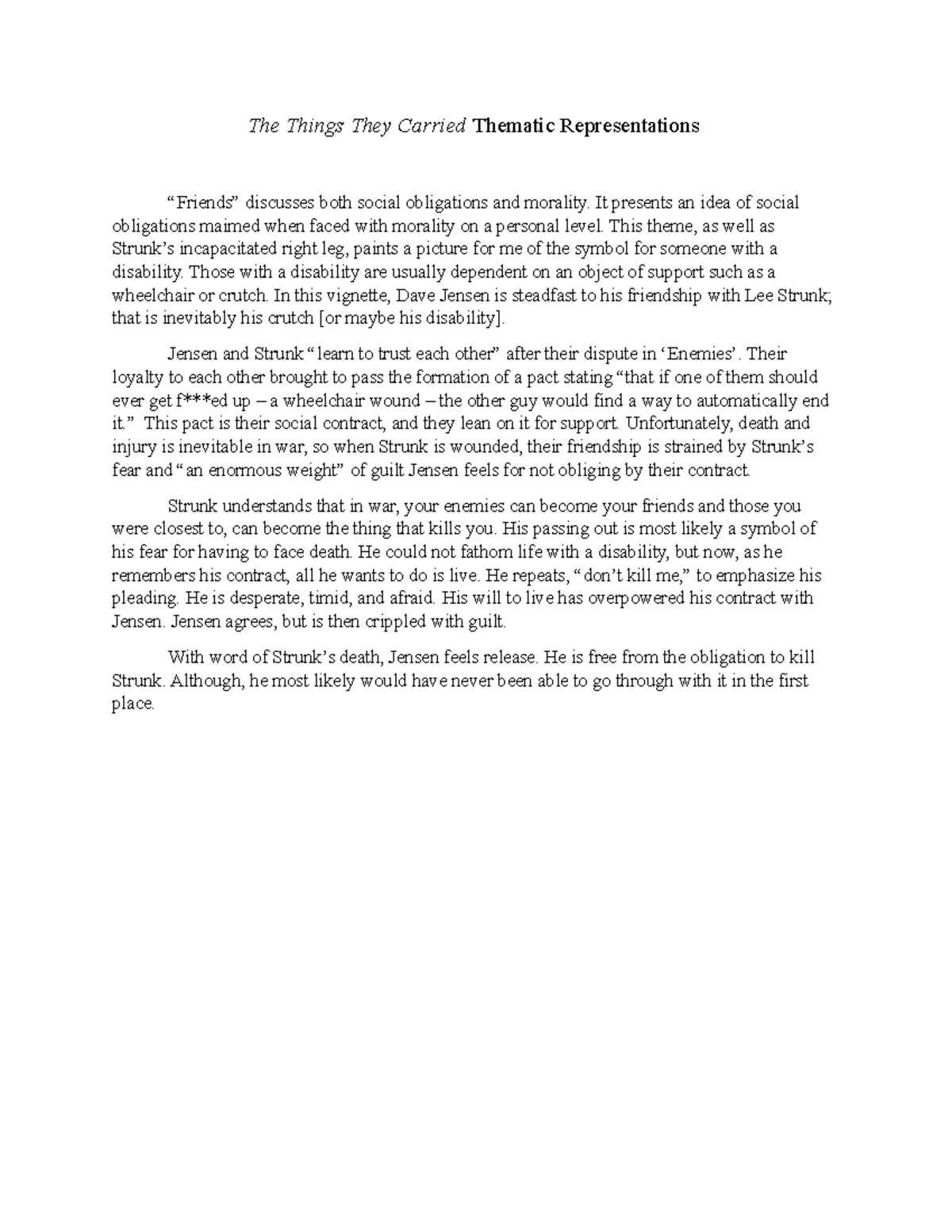 The Things They Carried Thematic Representations - The Things They ...