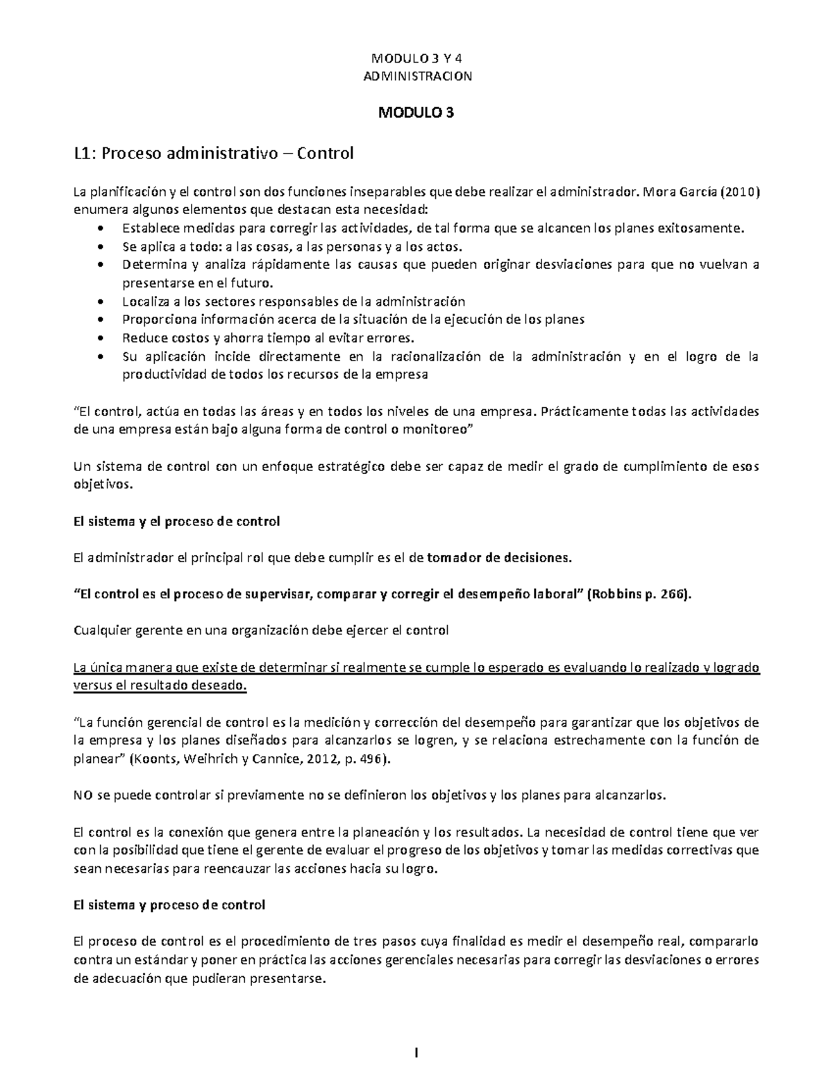 M3 y 4 Administracion - resumen modulo 3 y 4 - ADMINISTRACION MODULO 3 L1: Proceso ...