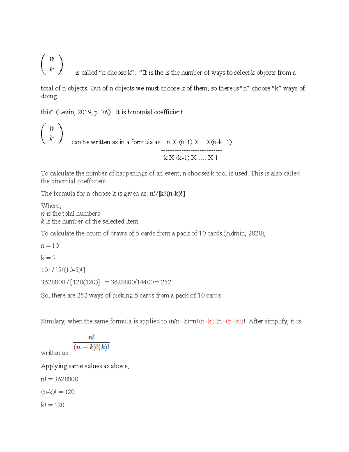 Disc2 Discussion Is Called n Choose K It Is The Is The Number