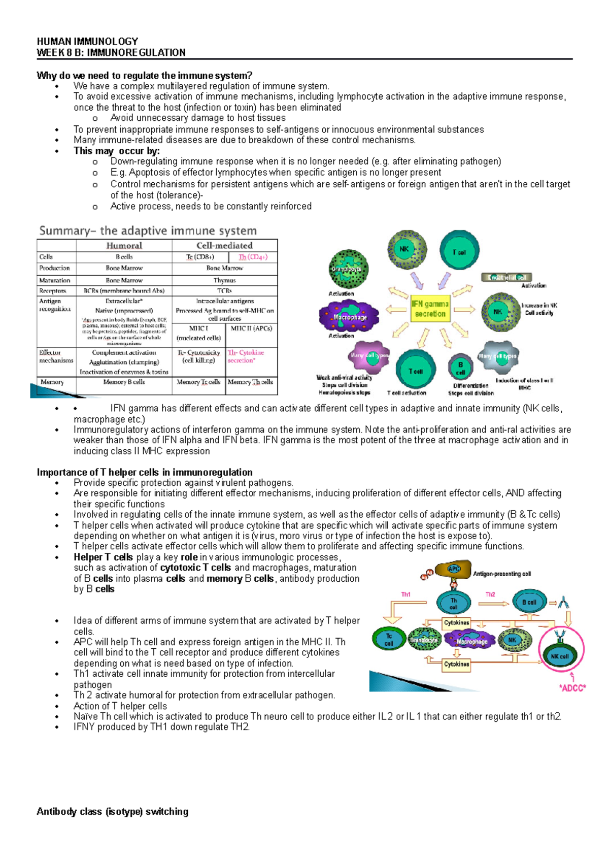 Immunology Lecture 8B - HUMAN IMMUNOLOGY WEEK 8 B: IMMUNOREGULATION Why ...