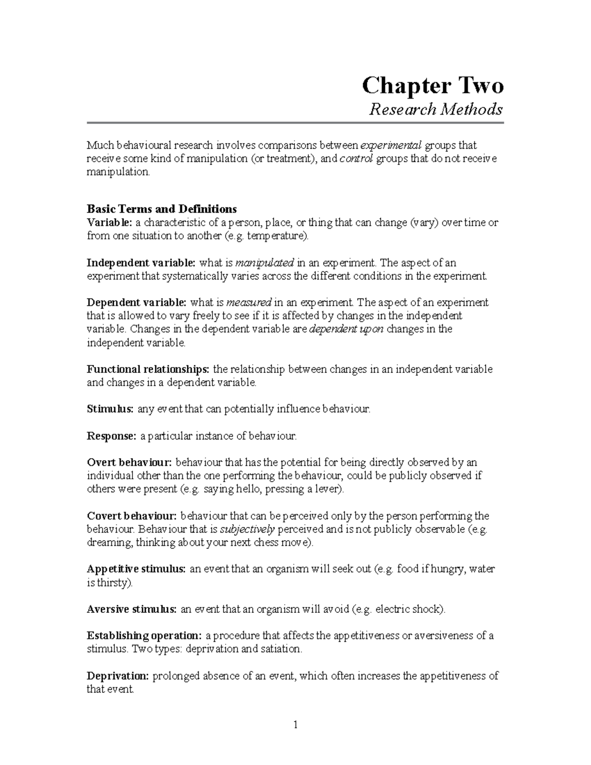 Learning Chapter Summaries 2-5, 7, 8 - Chapter Two Research Methods ...