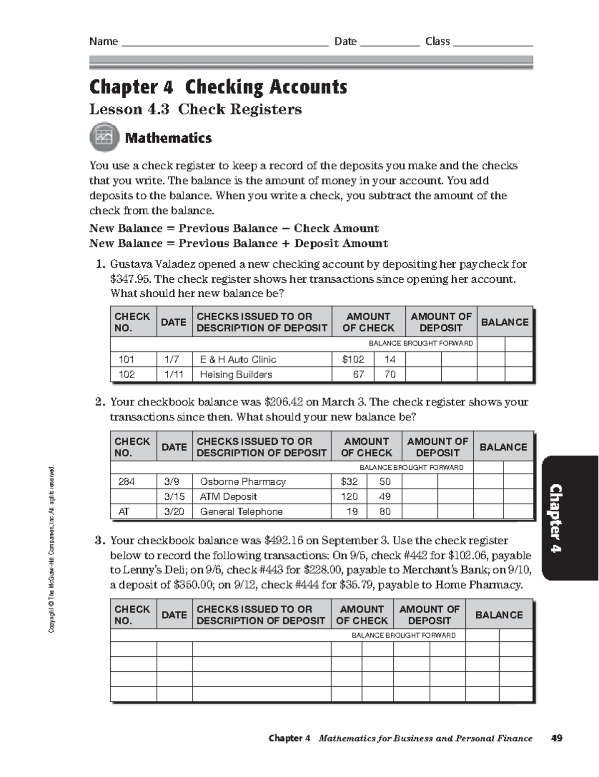 4.3-4.4 Check Register and Bank Statements Assignment-1 - Copyright ...