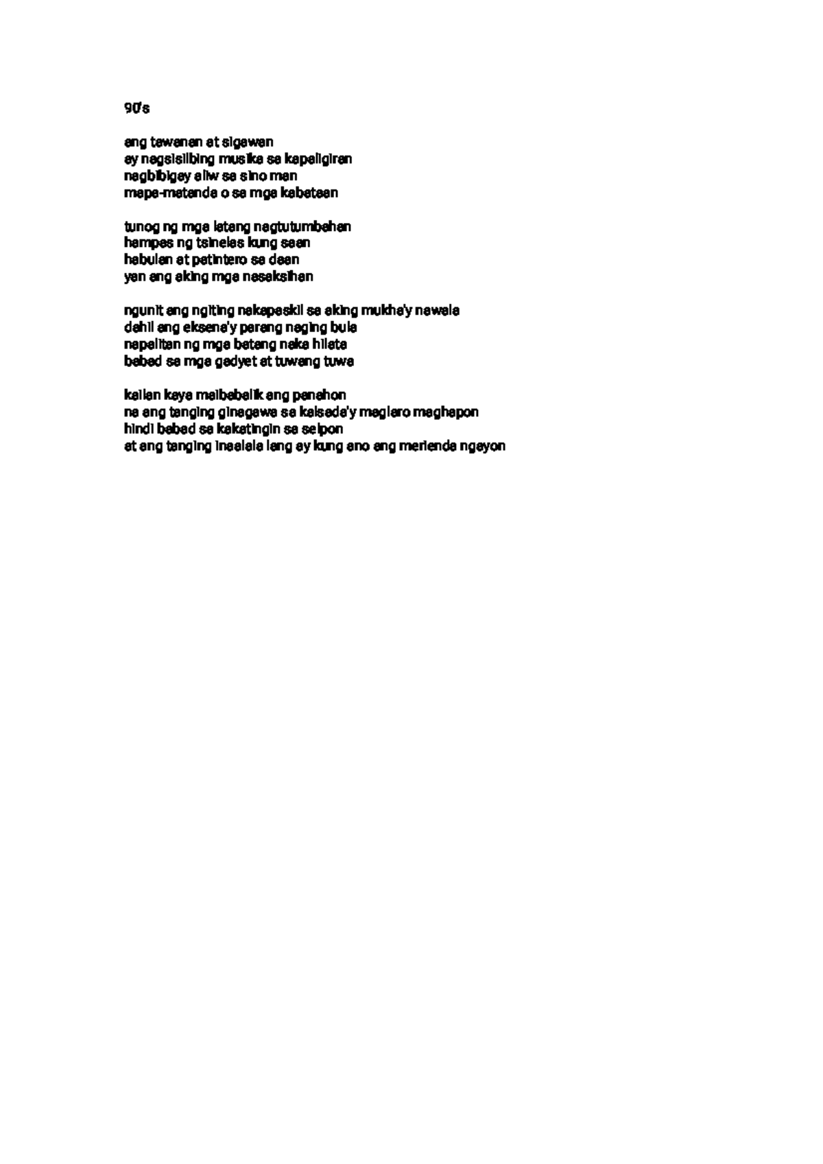 90's - my poem when I was a kid - 90's ang tawanan at sigawan ay ...