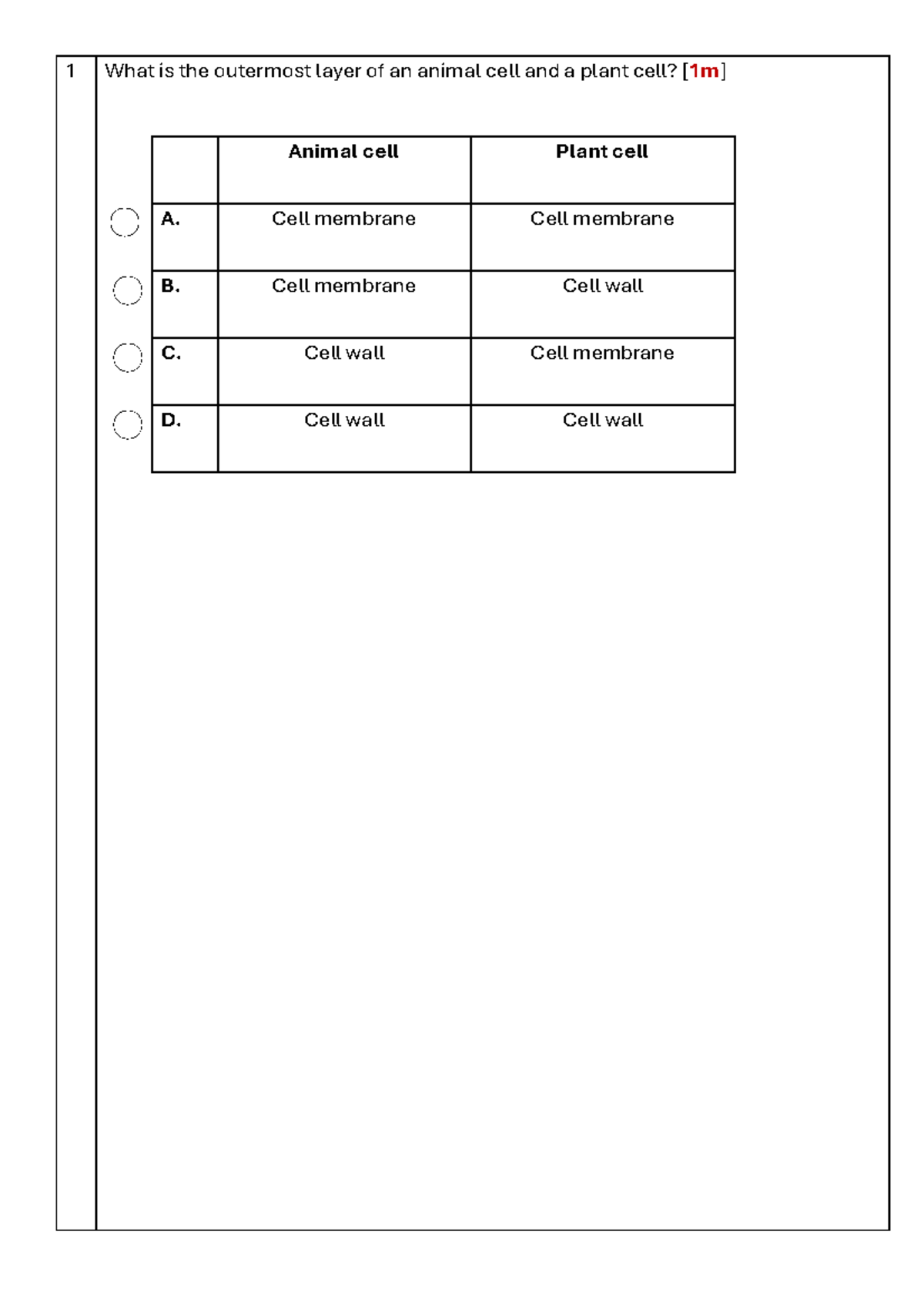 Y7 - revision test - aaa - 1 What is the outermost layer of an animal ...