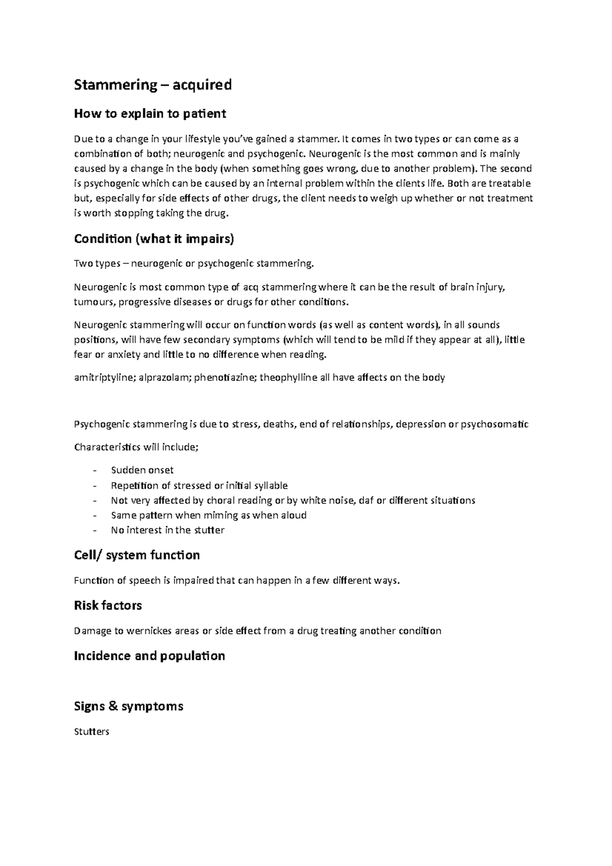 Stammering acquired - Stammering – acquired How to explain to patient ...