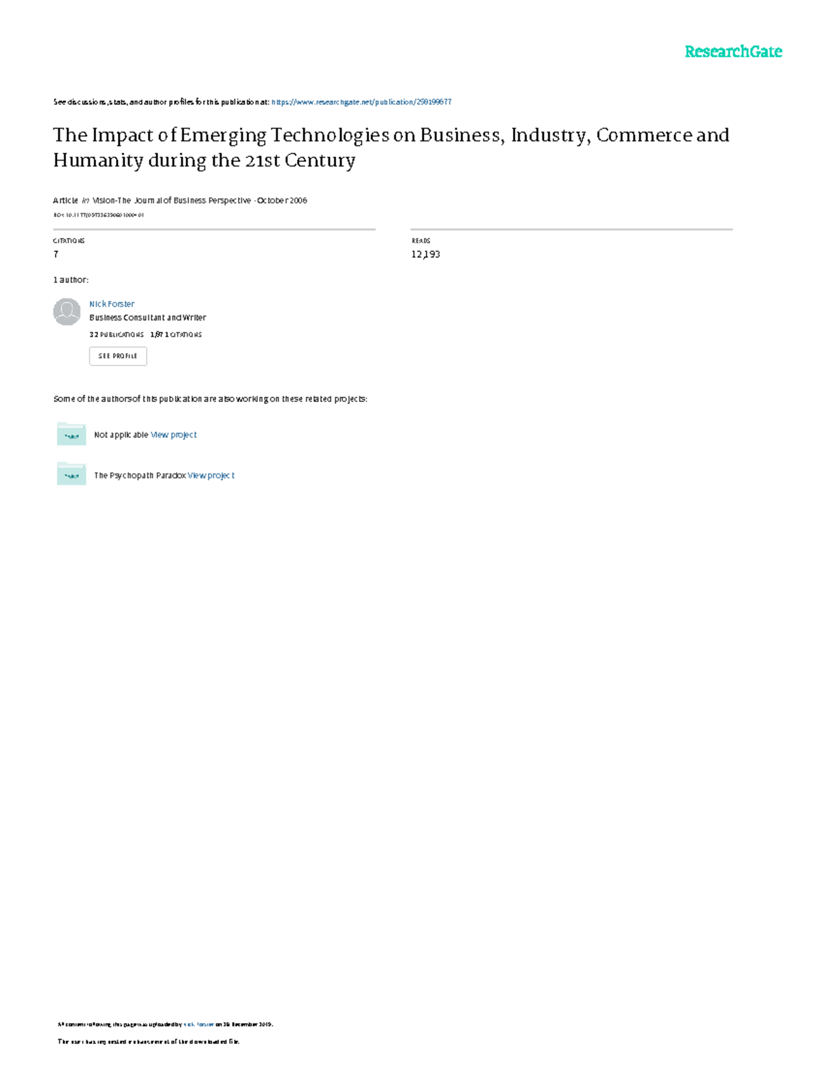 Impact of emerging technology on bussiness - See discussions, stats ...