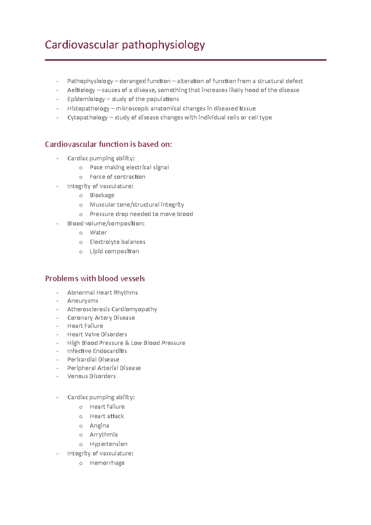 Cardiovascular pathophysiology - Cardiovascular pathophysiology ...
