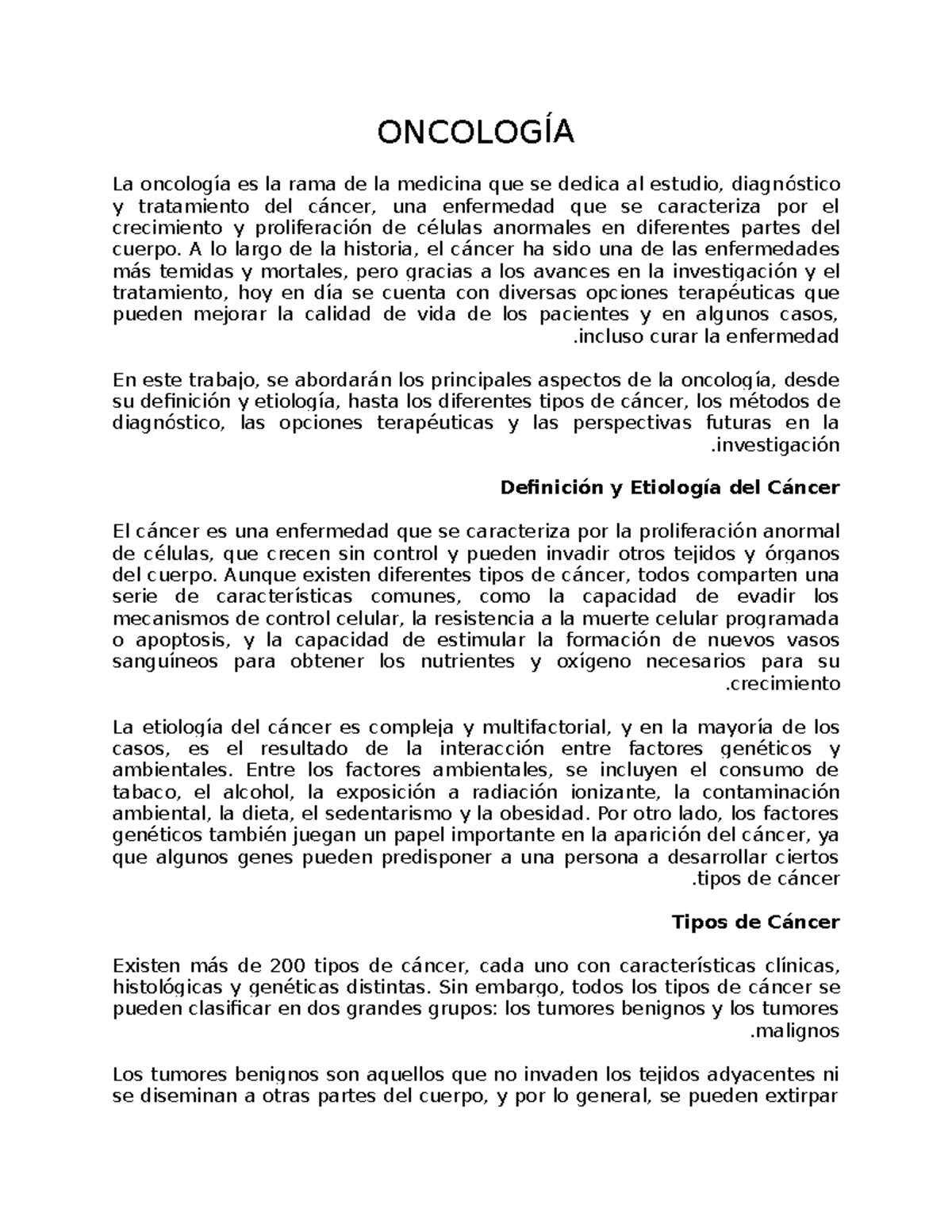 ¿Que es la Oncología? - ONCOLOGÍA La oncología es la rama de la ...