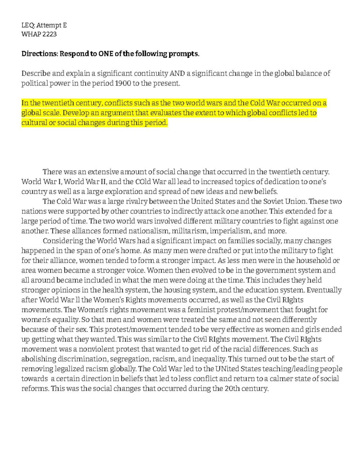 Aliyah Ulloa - 2223 LEQ (Attempt E) - 15909886 - LEQ: Attempt E WHAP ...