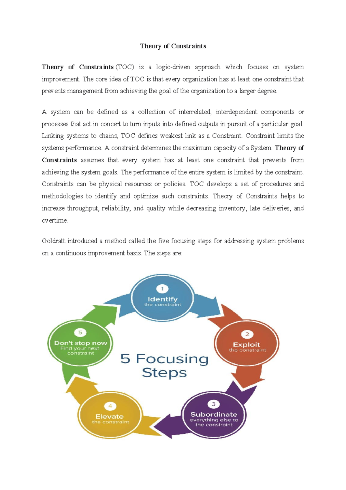 Theory of Constraints - THIS IS A LECTURE NOTE - Theory of Constraints Theory of Constraints ...