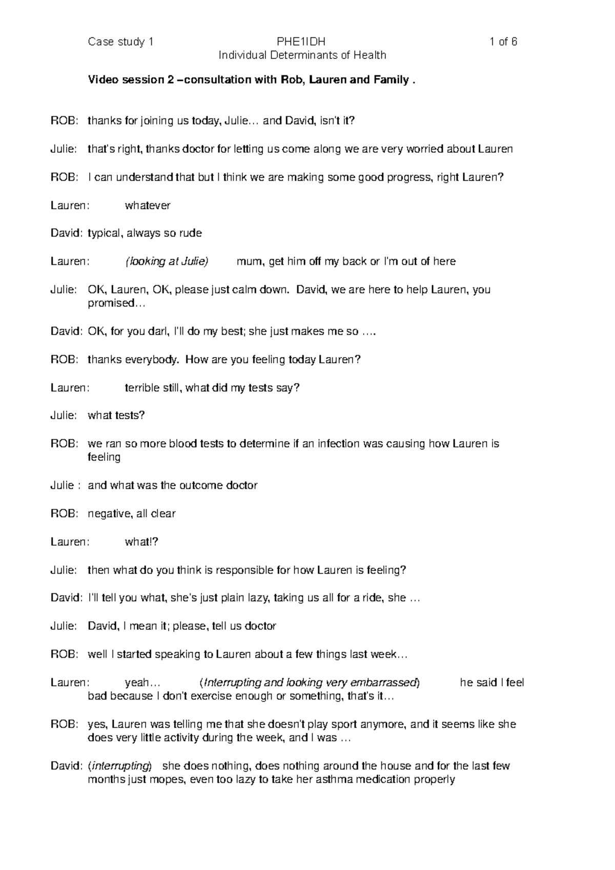 Script of Consultation Rob Lauren and family - Video session 2 ...