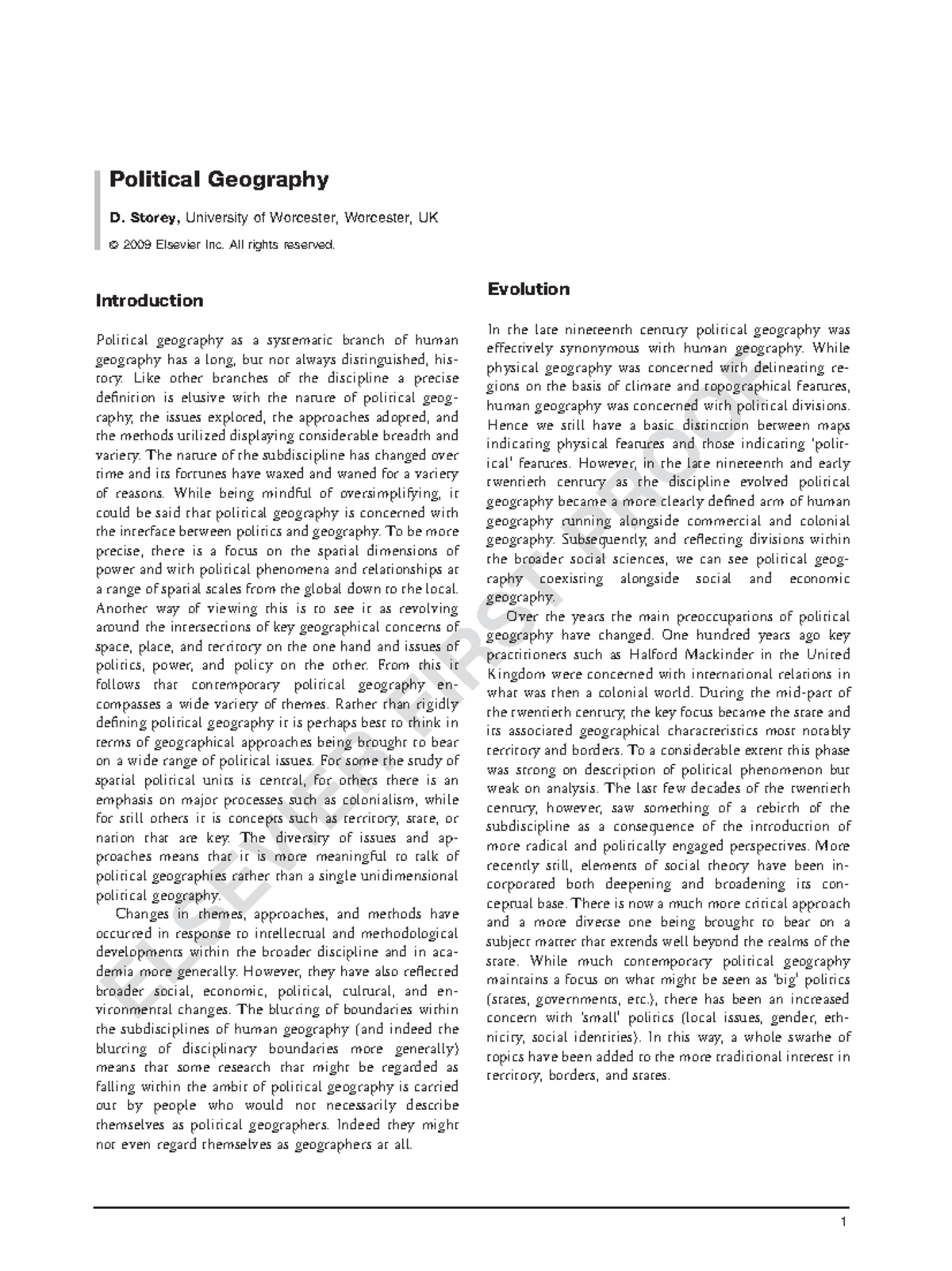 Political-Geography - Political geography Unit 1 - ELSEVIER FIRST PROOF ...
