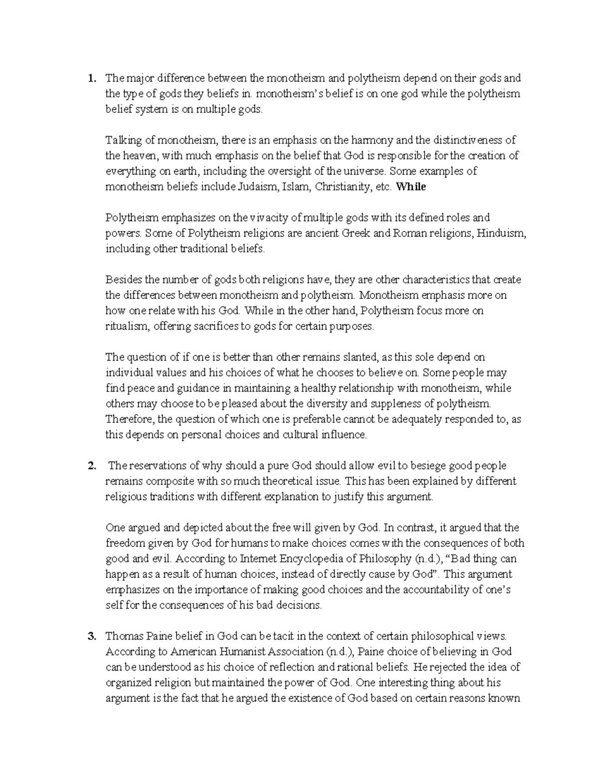 PHIL 1402 Unit 3 Learning Journal - The major difference between the ...