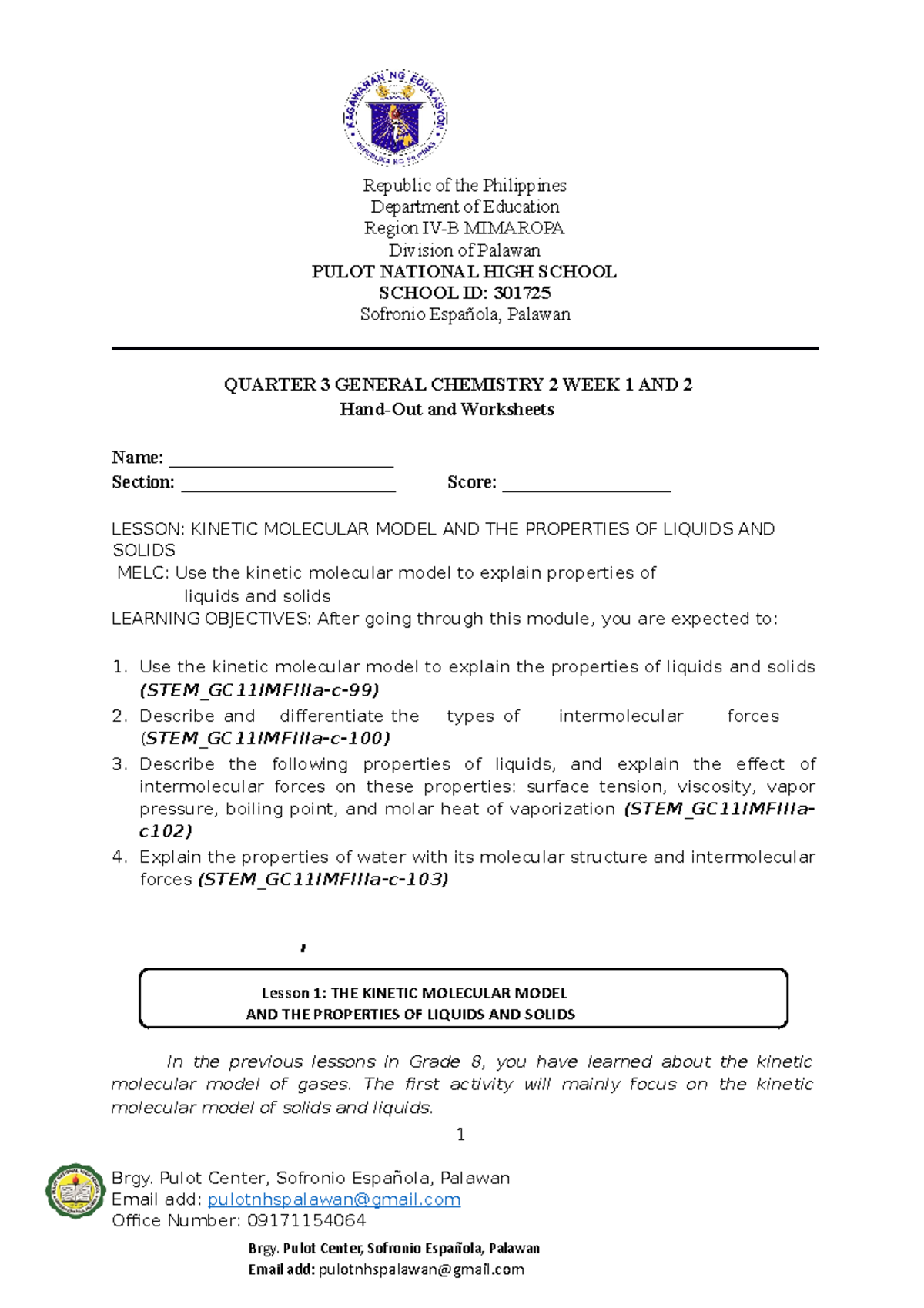 GRADE 11 General Chemistry 2 WEEK 1 AND 2 - Republic of the Philippines ...