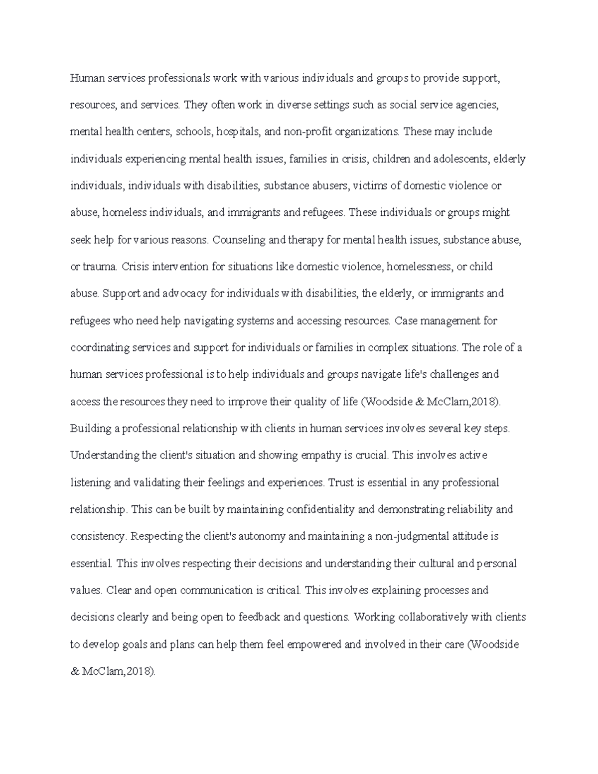 Module 2 journal - Human services professionals work with various ...