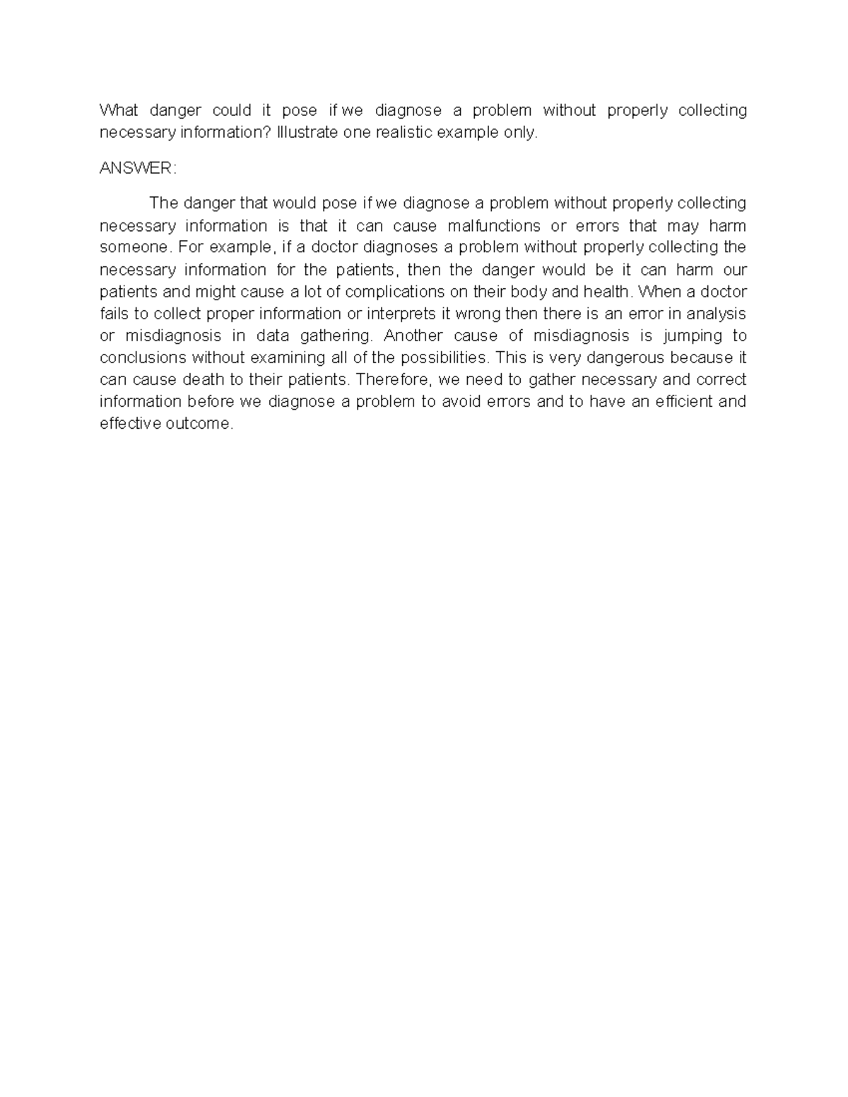 Activity 3 in Stratana - What danger could it pose if we diagnose a ...