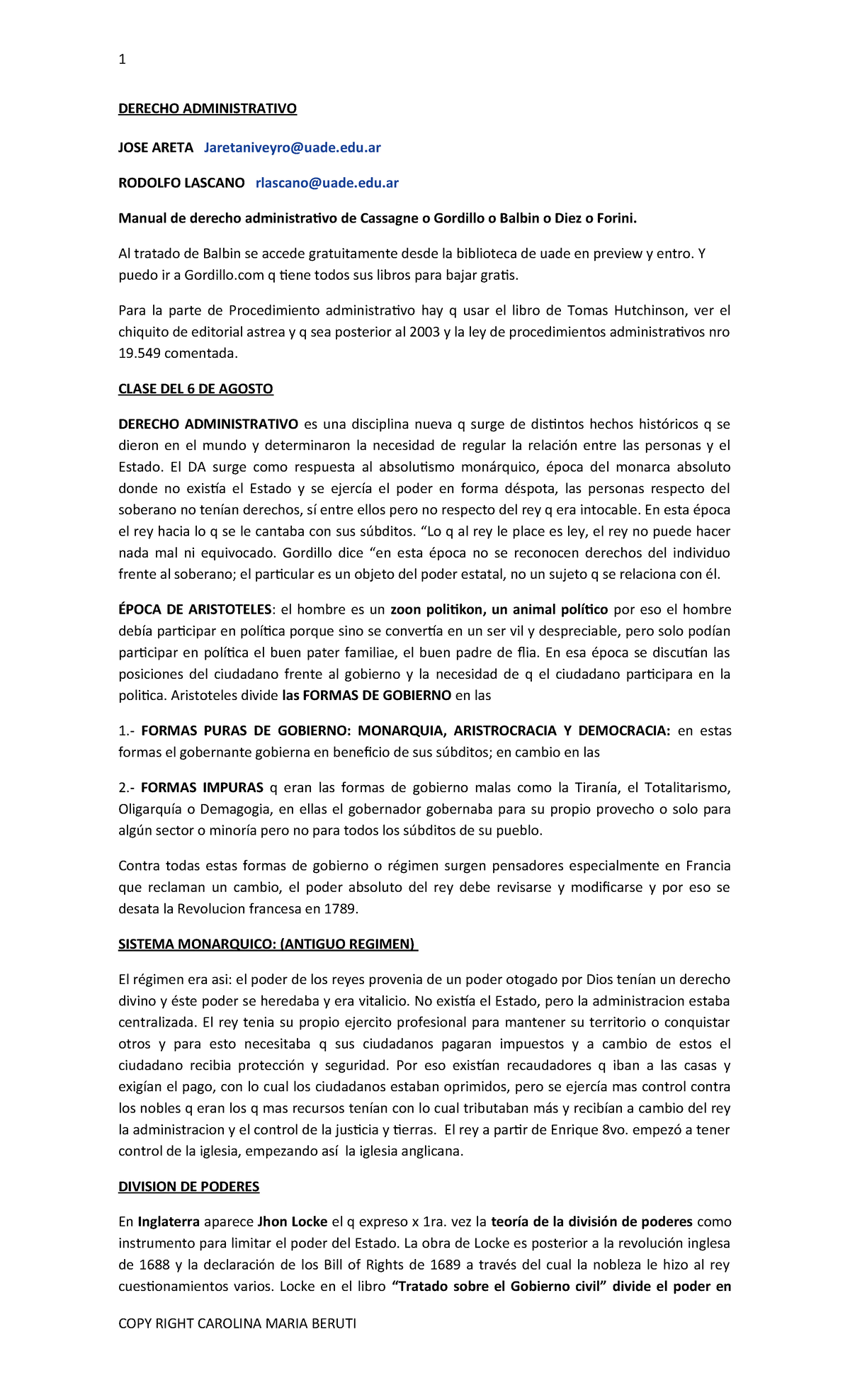 Administrativo - todo - DERECHO ADMINISTRATIVO JOSE ARETA Jaretaniveyro ...