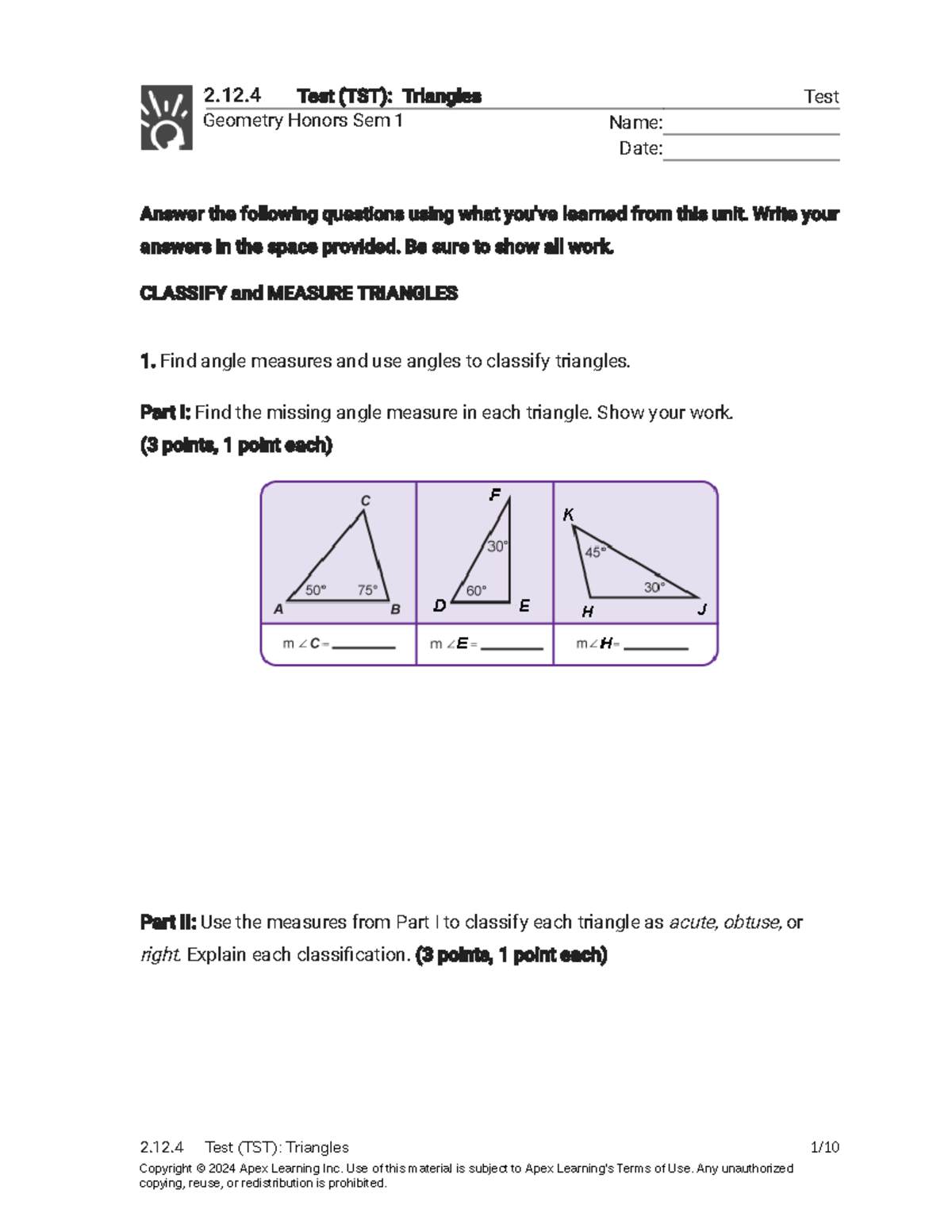 2.12.4 Test (TST) - Triangles (Test) - Test (TST): Triangles 1/ Test ...