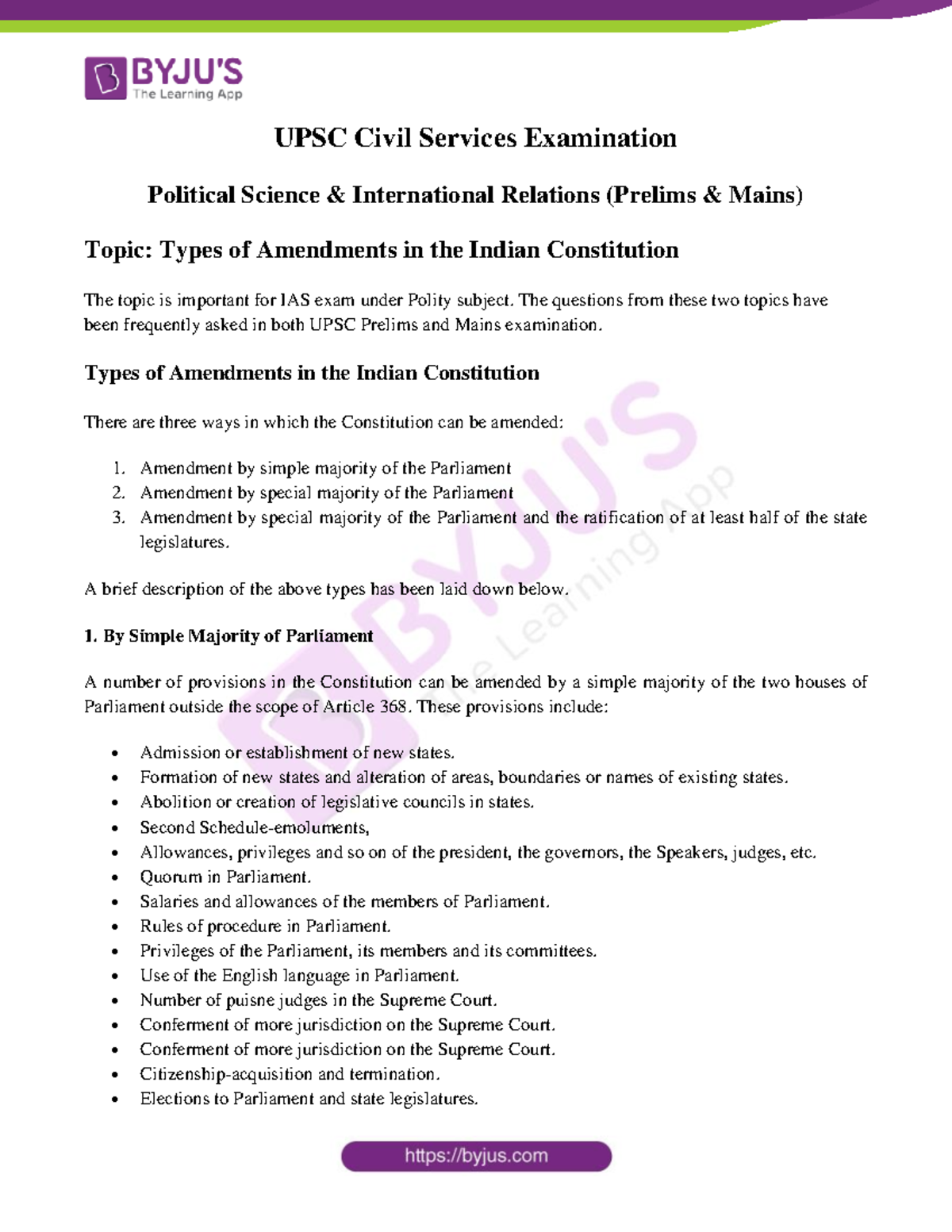 Types of Amendments in Indian Constitution Indian Polity Notes - UPSC ...