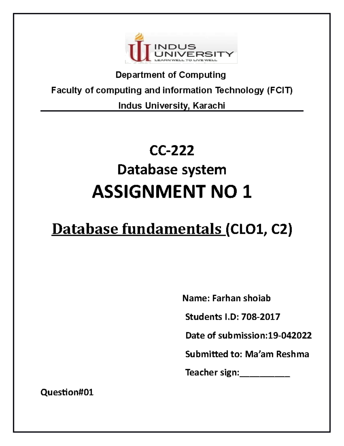 Farhan shoiab - Assignment - Department of Computing Faculty of computing and information ...