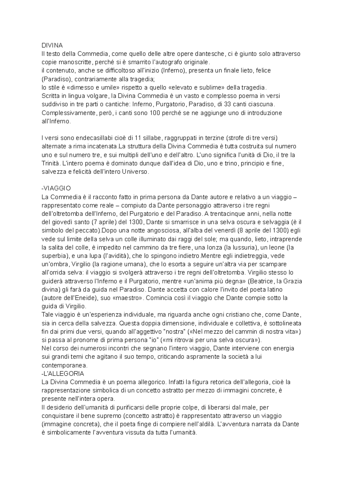 Divina Commedia - fggghu - DIVINA Il testo della Commedia, come quello ...