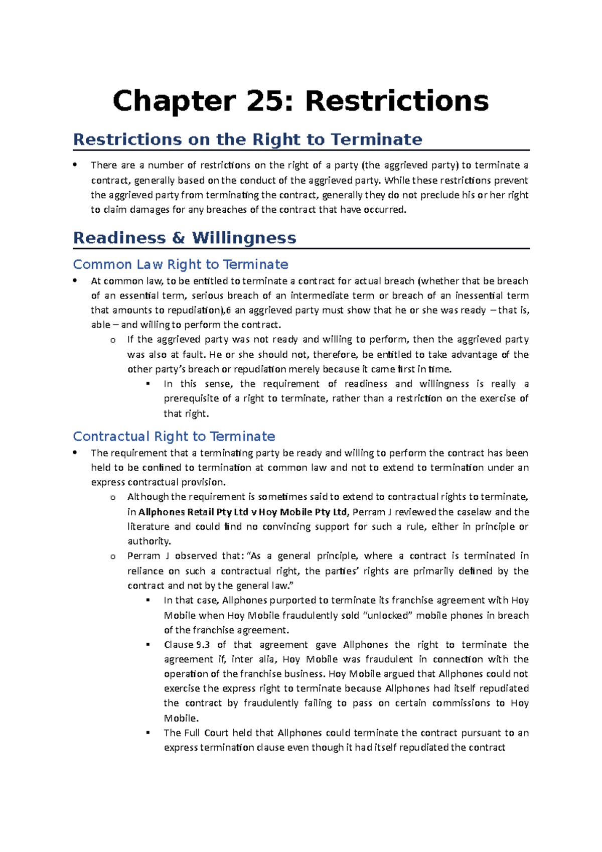 25. Restrictions - Book Chapter Summary - Chapter 25: Restrictions ...